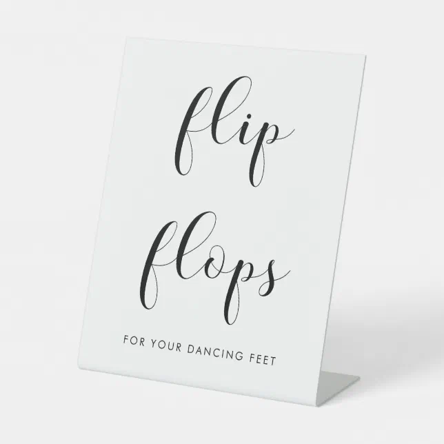 Elegant Black and White Wedding Flip flops Pedestal Sign | Zazzle