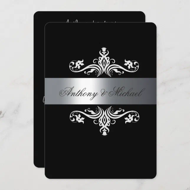 Elegant Black and White, Wedding Invitation | Zazzle