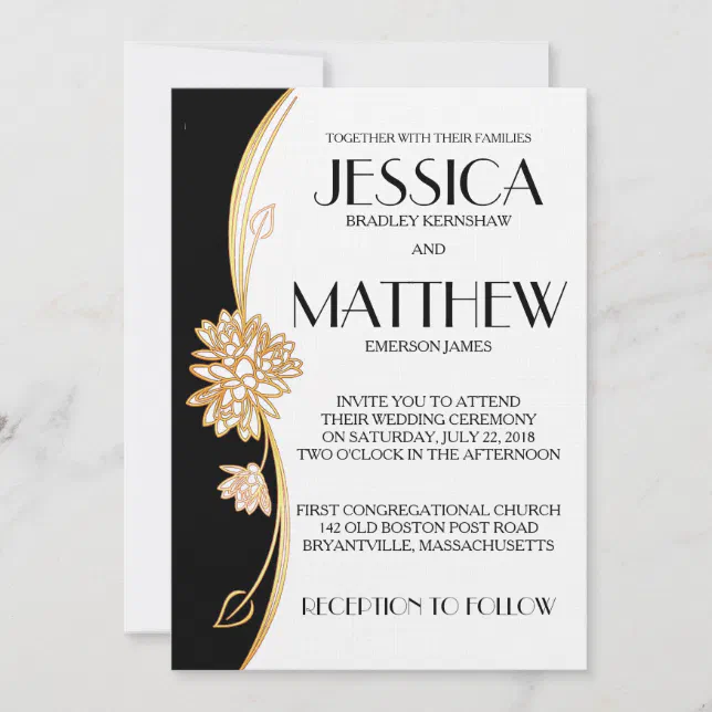 Elegant Black and White Wedding Invitation | Zazzle