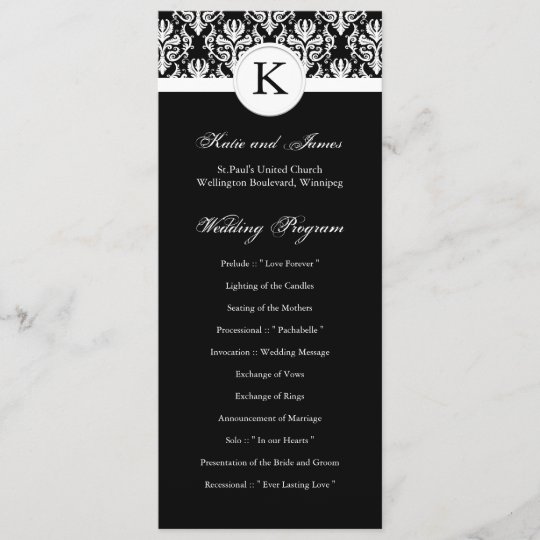 Elegant Black and White Wedding Program | Zazzle.com