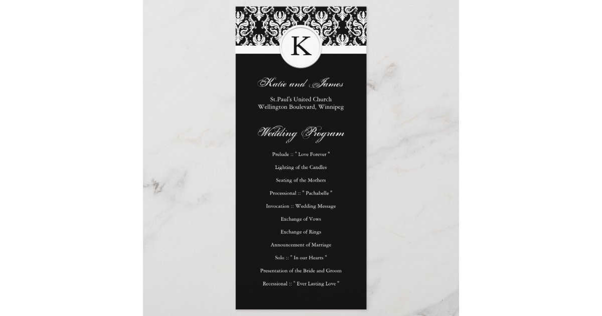 Elegant Black and White Wedding Program | Zazzle