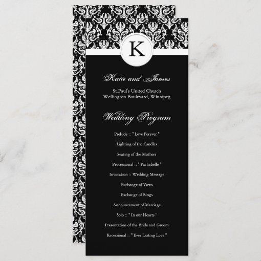 Elegant Black and White Wedding Program | Zazzle