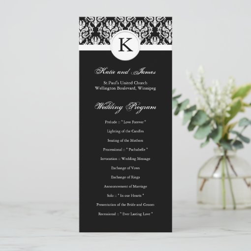 Elegant Black and White Wedding Program | Zazzle