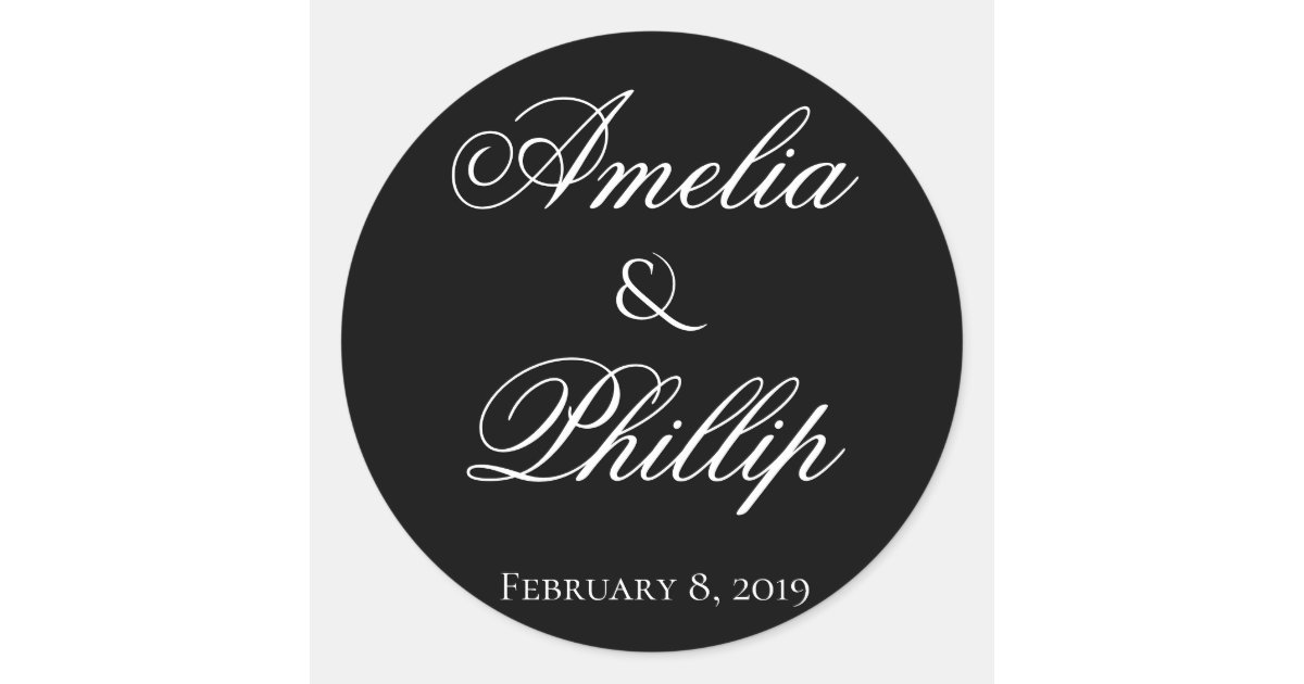 Elegant Black and White Wedding Stickers | Zazzle