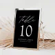 Elegant Black and White Wedding Table Number | Zazzle