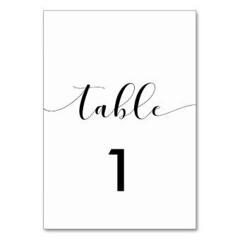 Elegant black and white wedding table number card | Zazzle