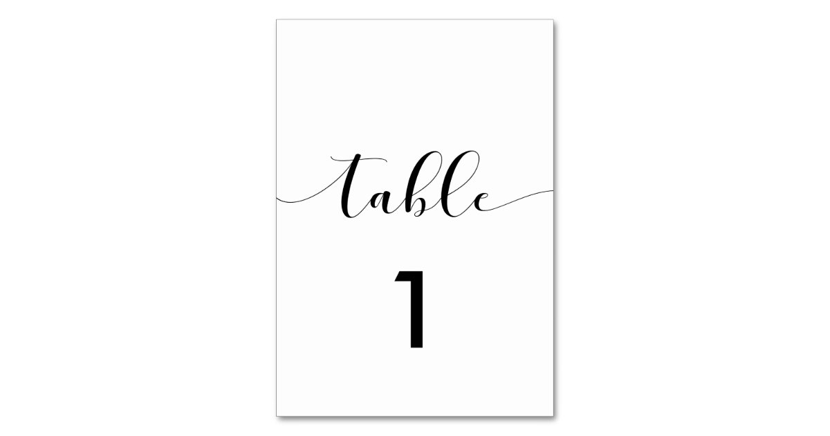 Elegant black and white wedding table number card | Zazzle