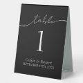 Elegant Black and White Wedding Table Number Table Tent Sign | Zazzle