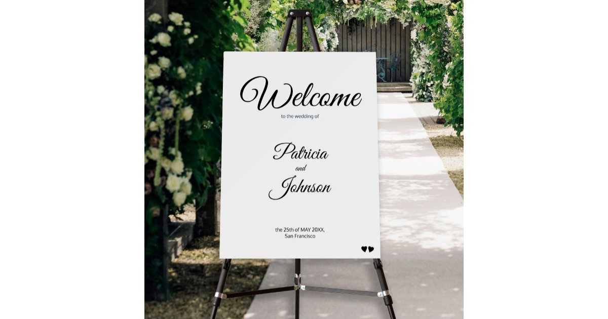 Elegant black and white wedding welcome sign | Zazzle