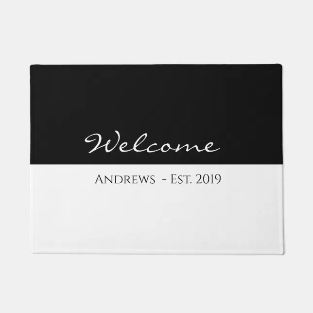 Elegant Black and White Welcome Doormat | Zazzle