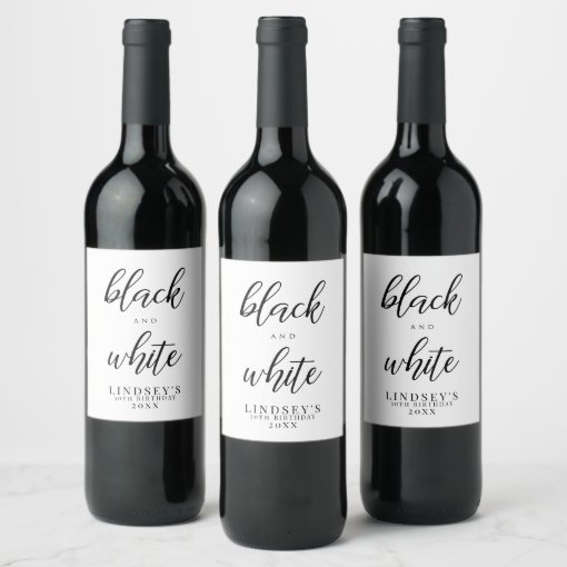 Elegant, Black and White Wine Label | Zazzle