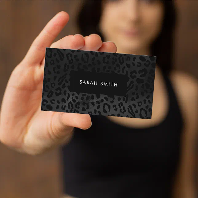 Elegant Black Animal Print Professional Business Card | Zazzle