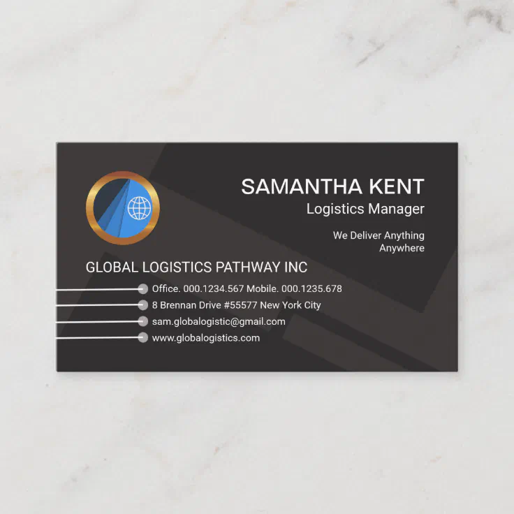 Elegant Black Arrow Logistics Business Card | Zazzle
