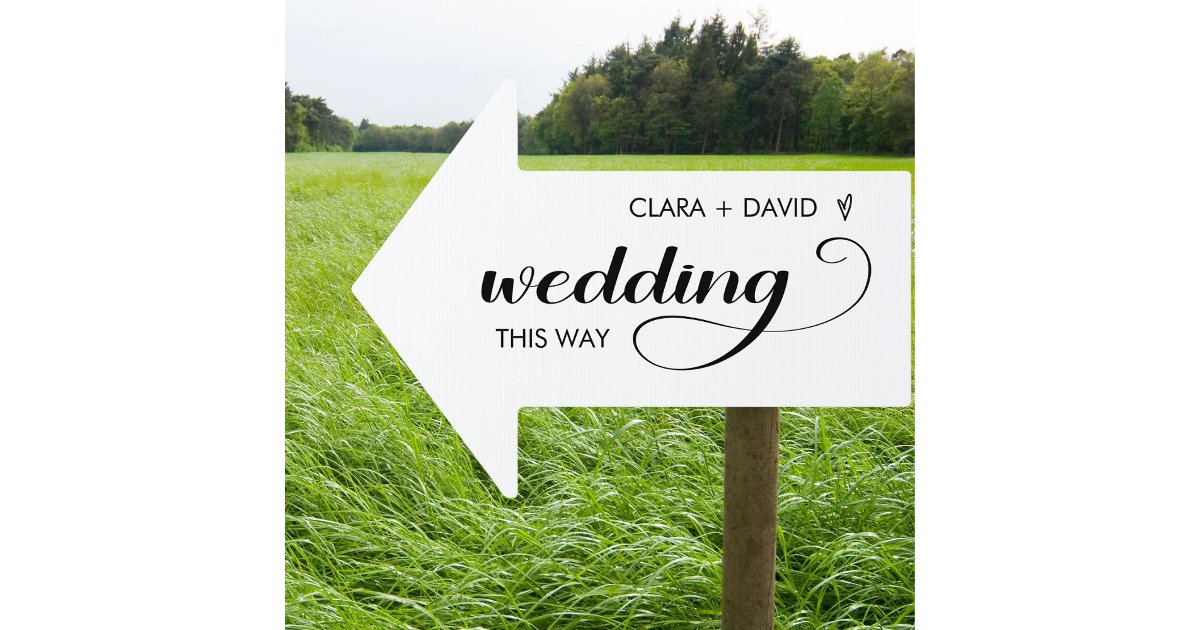 Elegant Black Arrow Wedding Directional Sign | Zazzle
