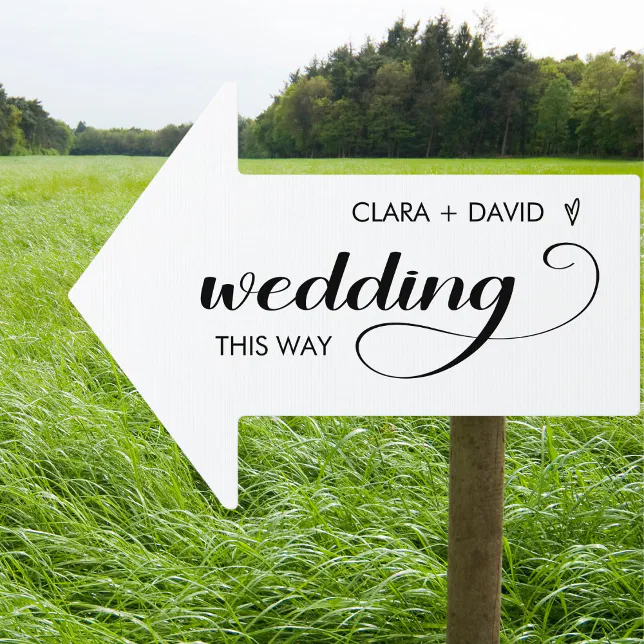 Elegant Black Arrow Wedding Directional Sign | Zazzle