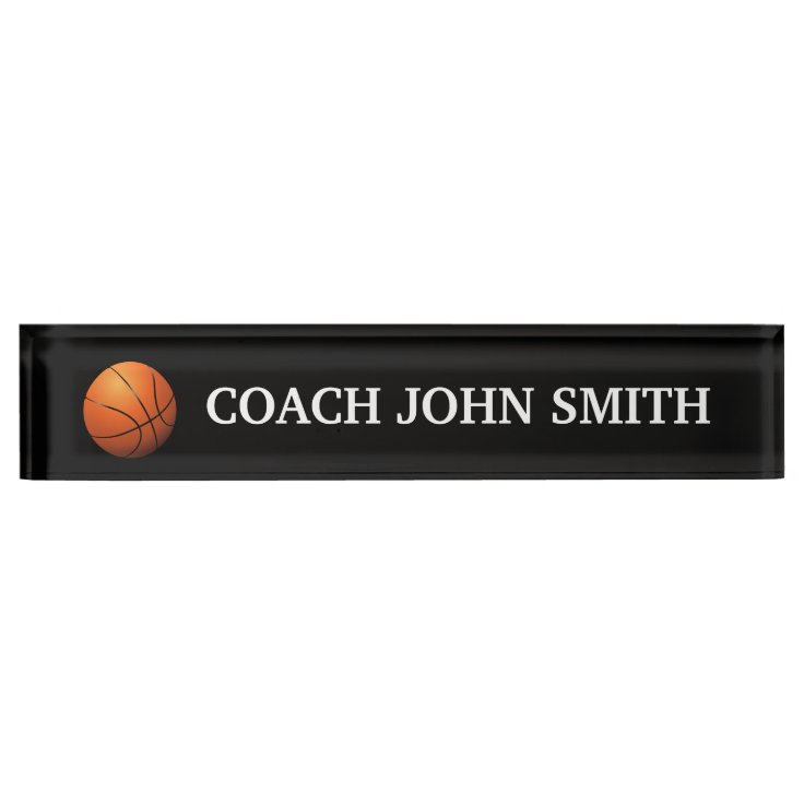 Elegant Black Basketball Coach Desk Name Plate | Zazzle