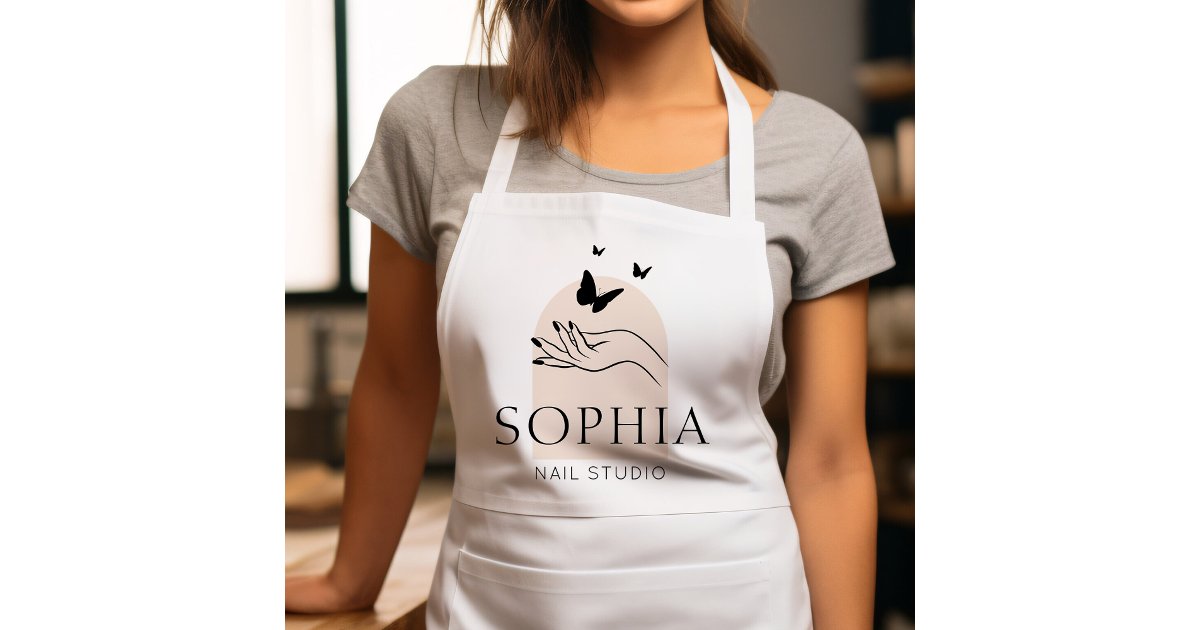 Elegant Black & Beige Nail Salon Manicure Apron | Zazzle
