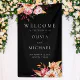 Elegant Black Boho Chic Floral Wedding Welcome Banner | Zazzle
