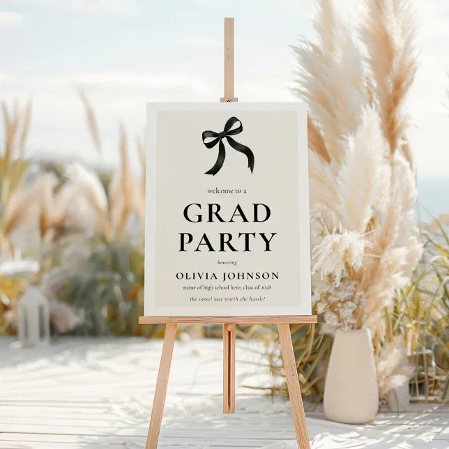 Elegant Black Bow Graduation Party Foam Board | Zazzle