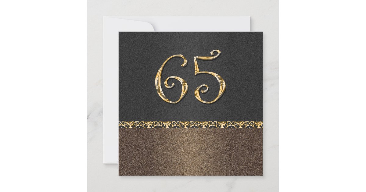 Elegant black brown 65th ANY AGE Invitation | Zazzle