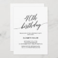 Elegant Black Calligraphy 40th Birthday Invitation | Zazzle