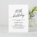 Elegant Black Calligraphy 40th Birthday Invitation | Zazzle