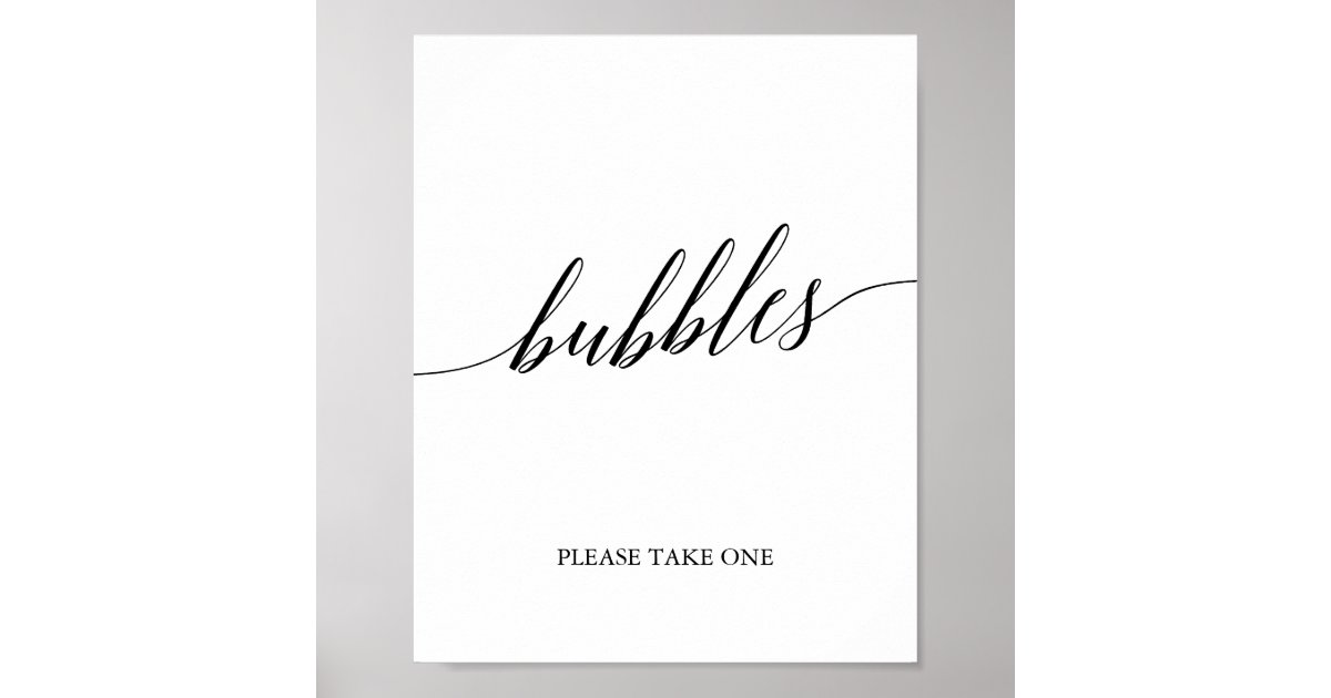 Elegant Black Calligraphy Bubbles Sign | Zazzle