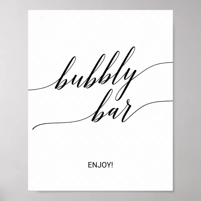 Elegant Black Calligraphy Bubbly Bar Sign | Zazzle