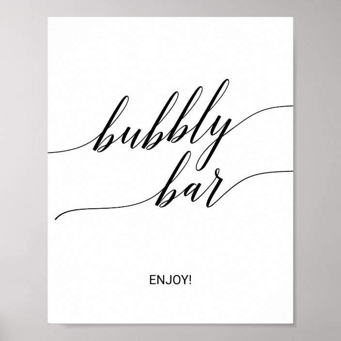Elegant Black Calligraphy Bubbly Bar Sign | Zazzle.com