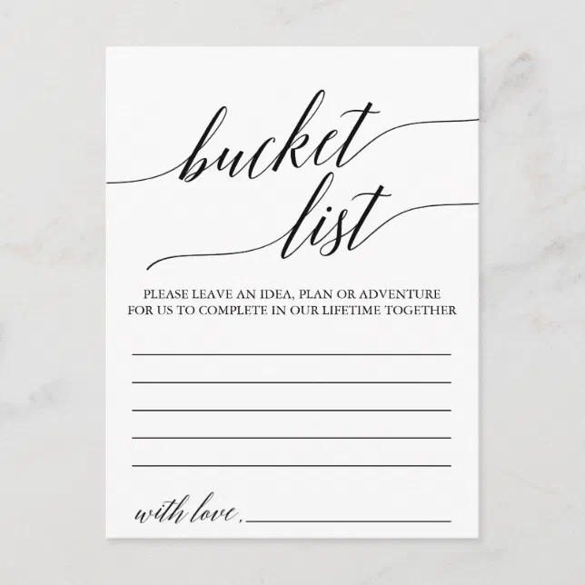 Elegant Black Calligraphy Bucket List Cards | Zazzle