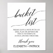 Elegant Black Calligraphy Bucket List Sign | Zazzle
