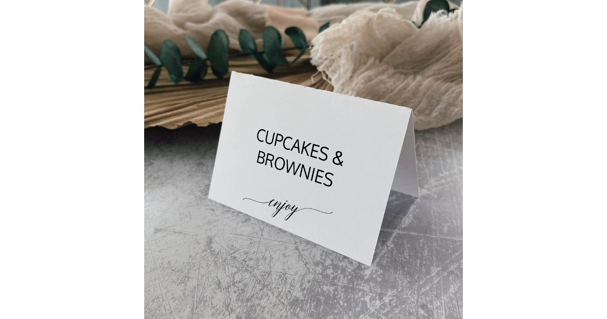 Elegant Black Calligraphy Buffet Food Labels Table Number | Zazzle