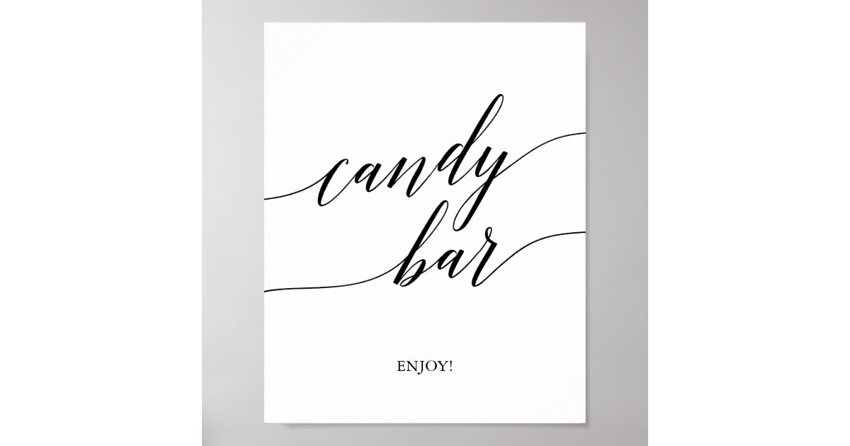 Elegant Black Calligraphy Candy Bar Sign | Zazzle