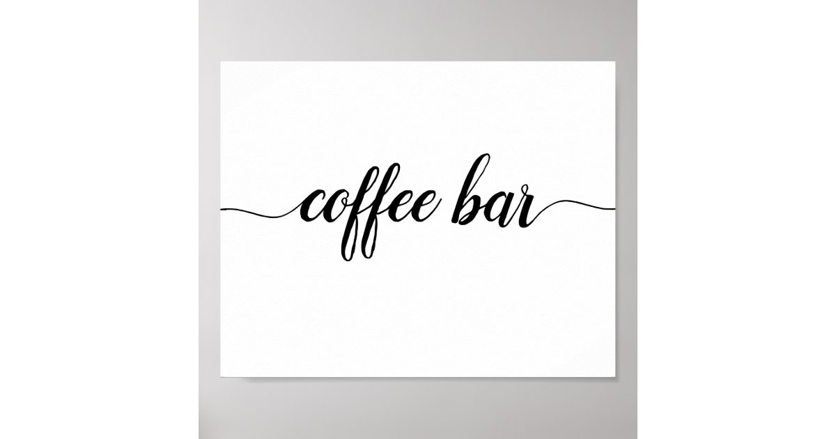 Elegant Black Calligraphy Coffee Bar Sign | Zazzle