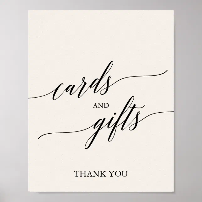 Elegant Black Calligraphy Cream Cards and Gifts Poster | Zazzle
