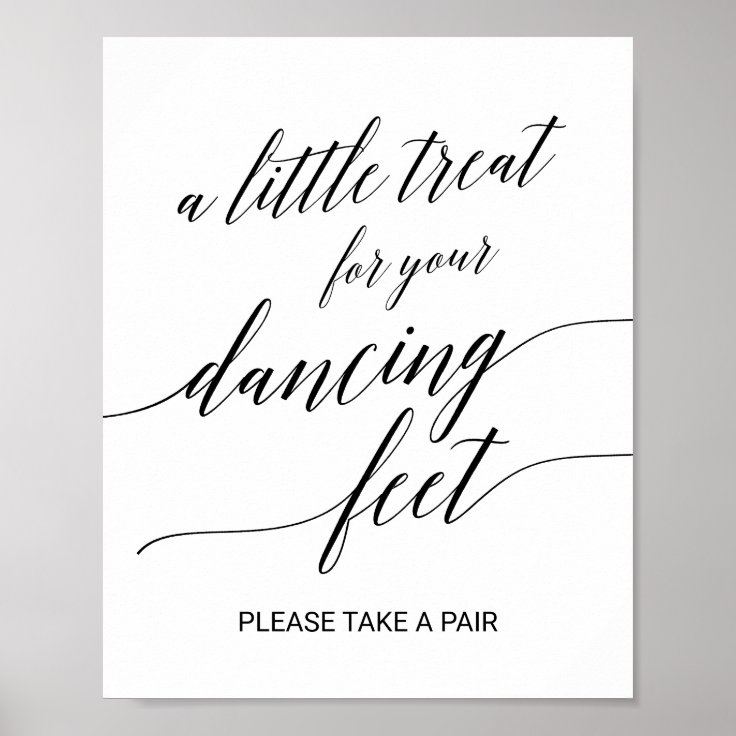 Elegant Black Calligraphy Dancing Feet Sign | Zazzle