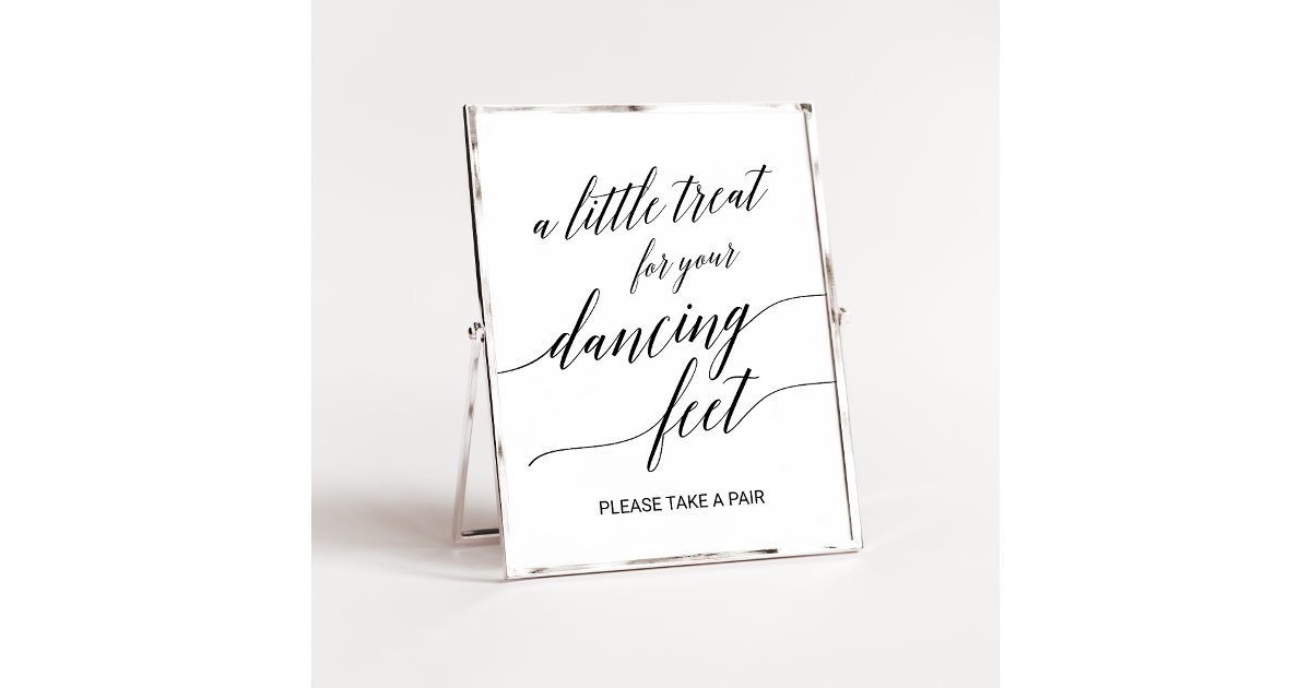 Elegant Black Calligraphy Dancing Feet Sign | Zazzle