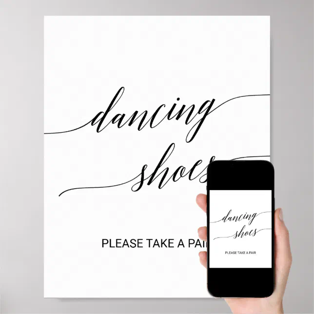 Elegant Black Calligraphy Dancing Shoes Sign | Zazzle