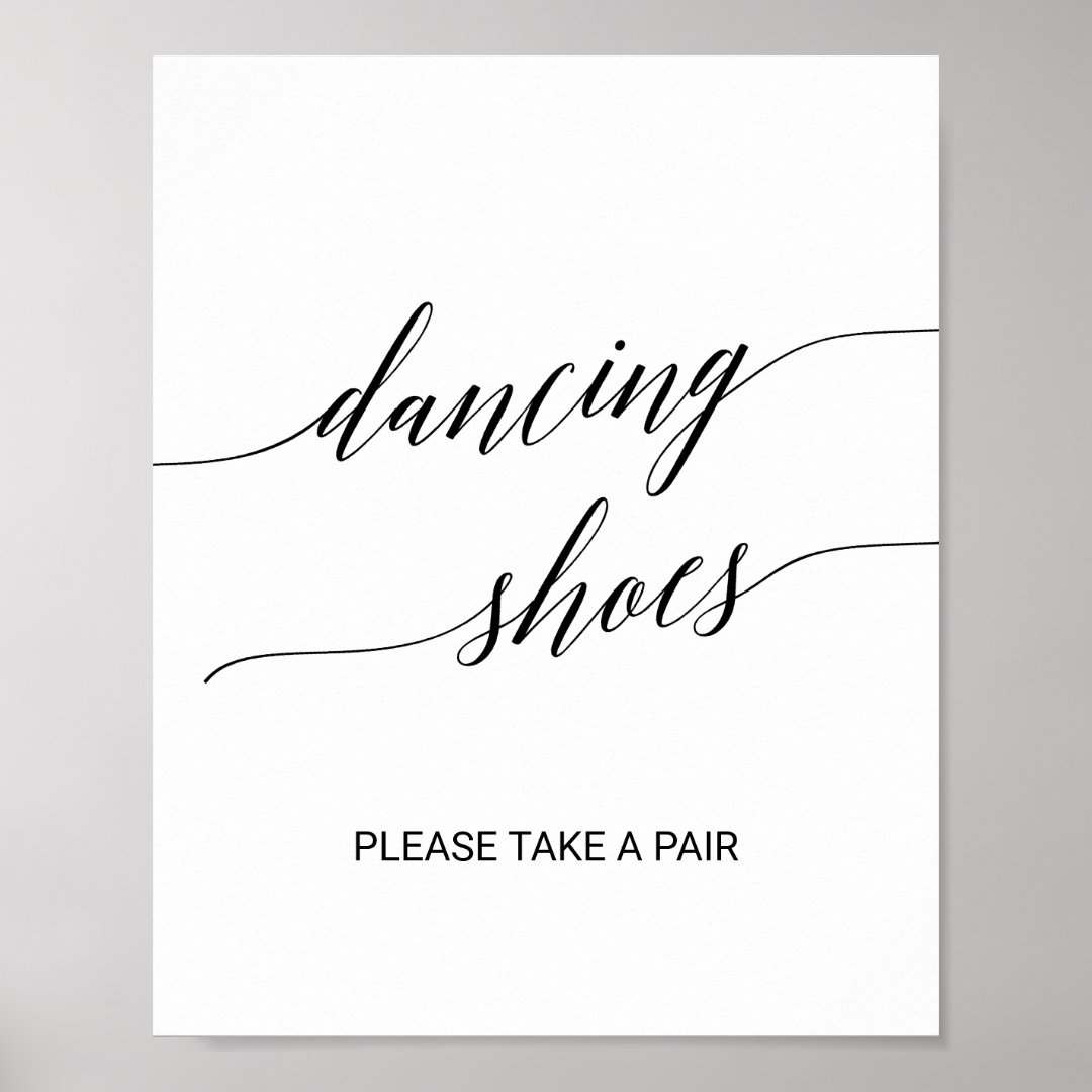 Elegant Black Calligraphy Dancing Shoes Sign | Zazzle