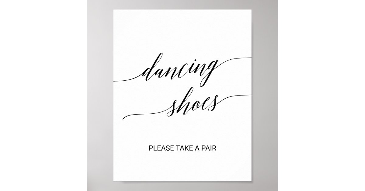 Elegant Black Calligraphy Dancing Shoes Sign | Zazzle