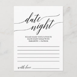 Elegant Black Calligraphy Date Night Idea Cards | Zazzle