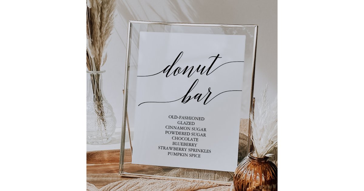 Elegant Black Calligraphy Donut Bar Sign | Zazzle