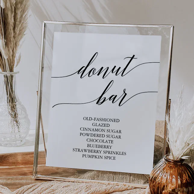 Elegant Black Calligraphy Donut Bar Sign | Zazzle