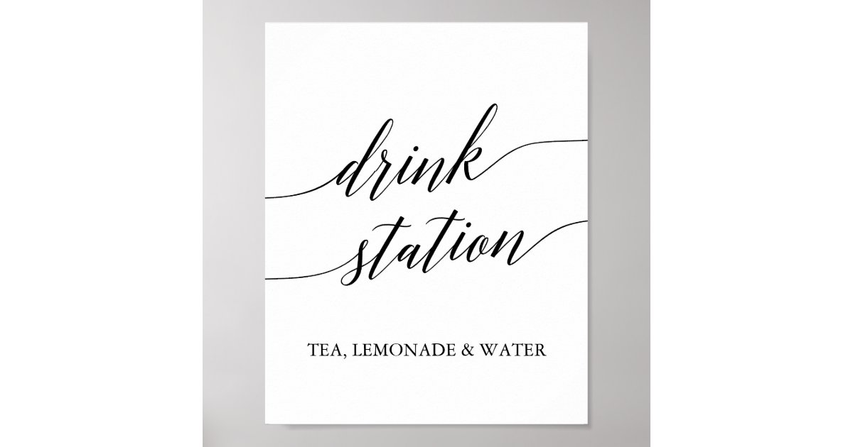 Elegant Black Calligraphy Drink Station Poster | Zazzle