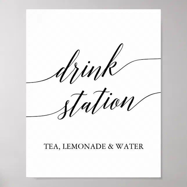 Elegant Black Calligraphy Drink Station Poster | Zazzle