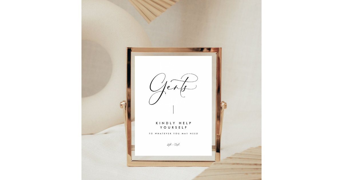 Elegant Black Calligraphy Gents Bathroom Sign | Zazzle