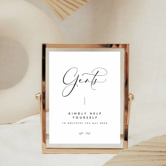 Elegant Black Calligraphy Gents Bathroom Sign | Zazzle