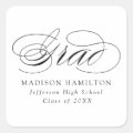 Elegant Black Calligraphy Graduation Square Sticker | Zazzle
