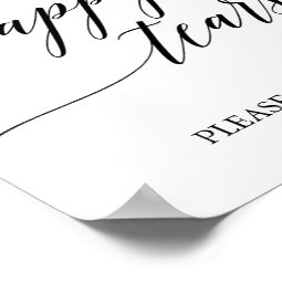 Elegant Black Calligraphy Happy Tears Tissue Sign | Zazzle