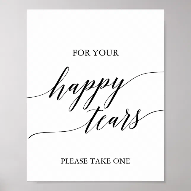Elegant Black Calligraphy Happy Tears Tissue Sign | Zazzle